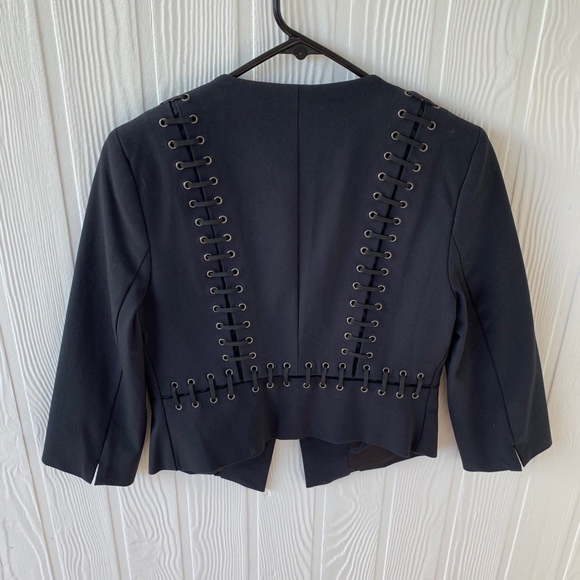 bebe | Jackets & Coats | Bebe Black Cropped Blazer 34 Sleeve Jacket Sz ...